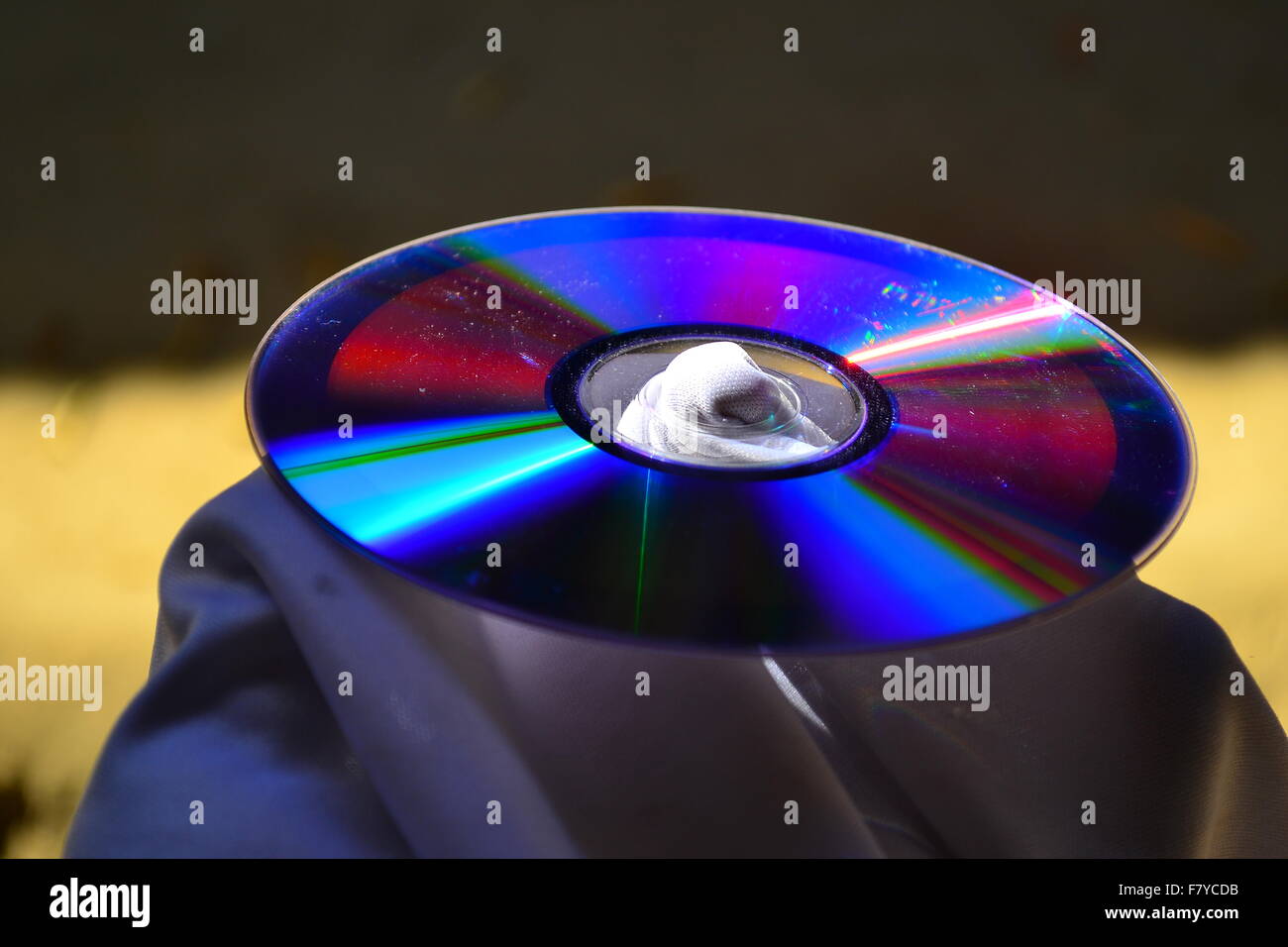 Surface of a DVD CD reflecting lights of different wavelengths Stock ...