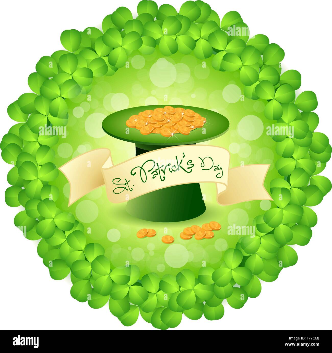 St. Patricks Day Leprechaun Hat with Gold Coins Stock Vector Image ...