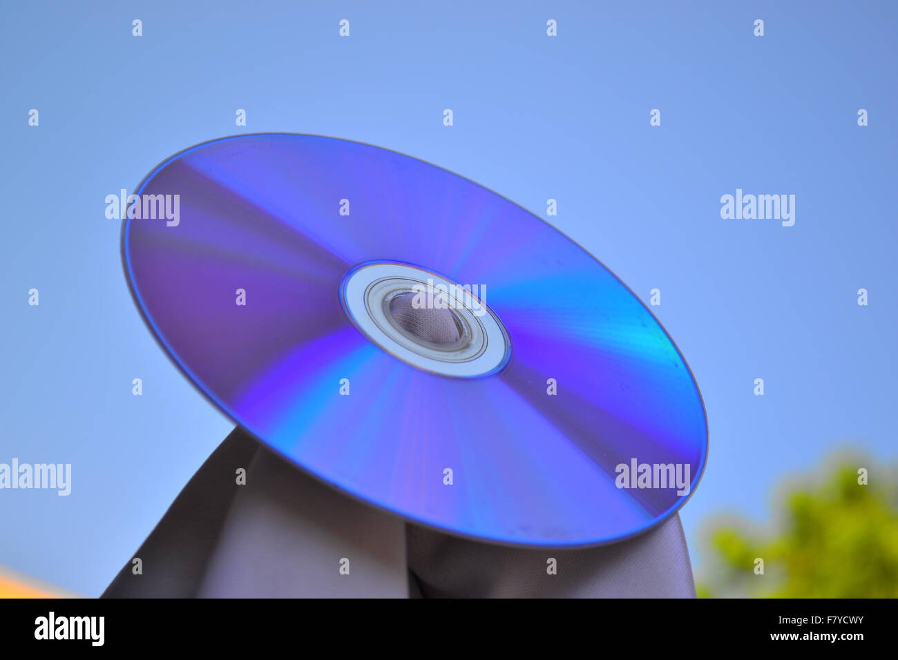 Surface of a DVD CD reflecting lights of different wavelengths Stock ...