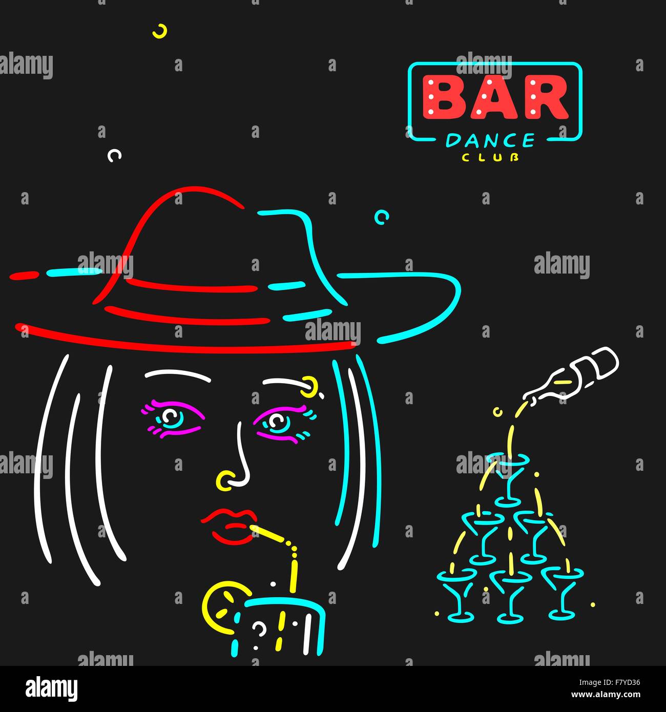 Girl at bar night Stock Vector Images - Alamy