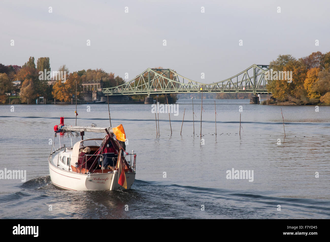 Boating on the Havel, near the Glienicke Bridge, scene of Cold War ...