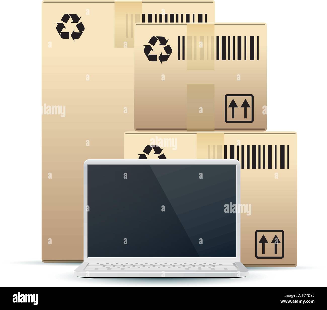 Laptop with Cardboard Boxes Isolated on White Stock Vector Image & Art ...