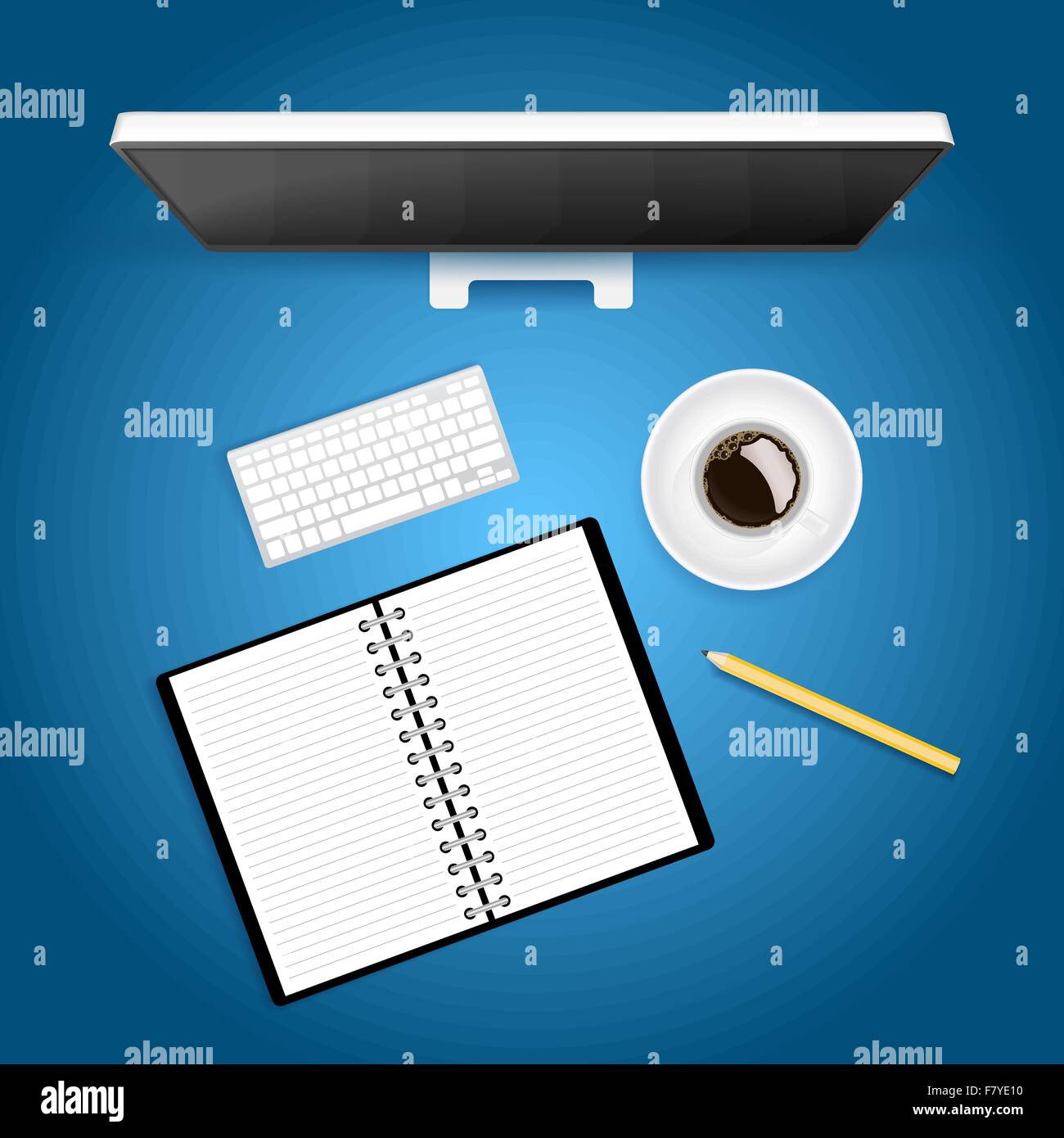 Office work blue desk Stock Vector Images - Alamy