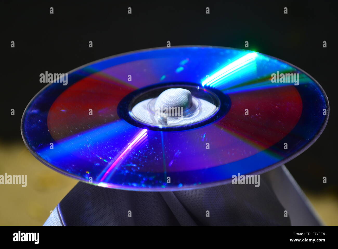 Surface of a DVD CD reflecting lights of different wavelengths Stock ...