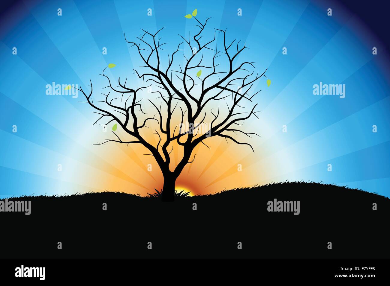 Sunrise sky nature tree Stock Vector Images - Alamy