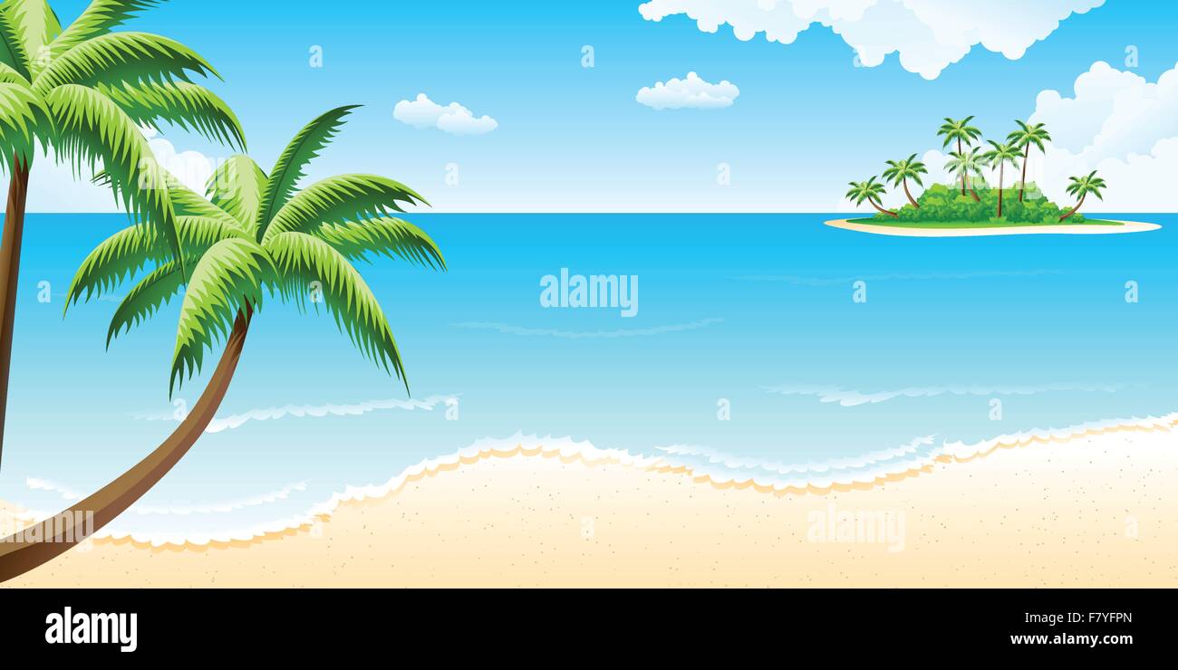 Beach landscape scene sea Stock Vector Images - Alamy