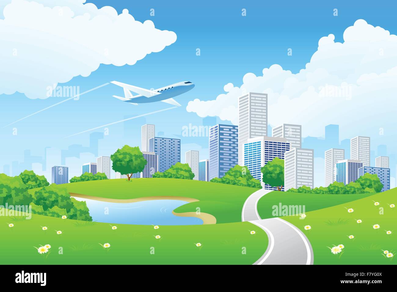 Green City Landscape Stock Vector Image & Art - Alamy