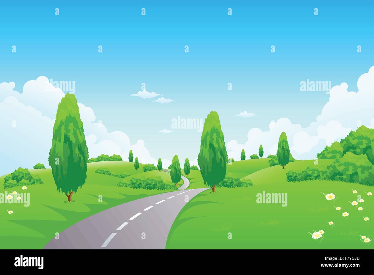 Green landscape with trees Stock Vector Image & Art - Alamy