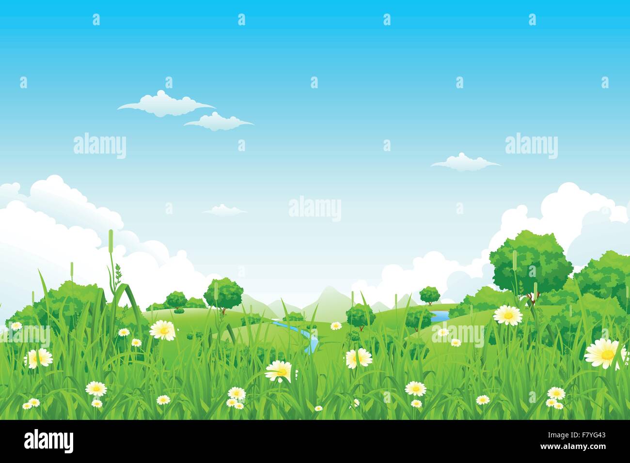 Green Landscape with trees Stock Vector Image & Art - Alamy