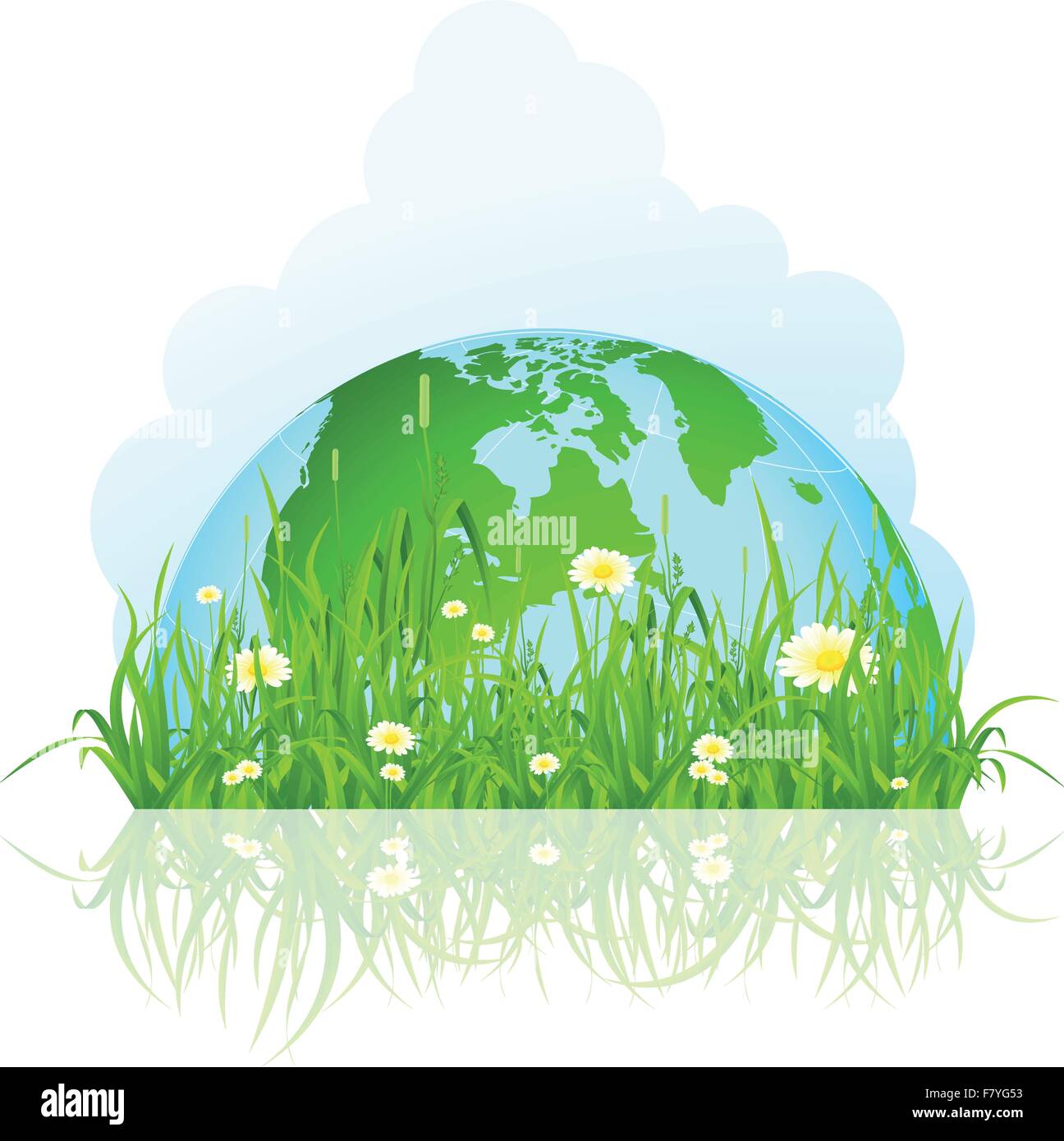 Green planet in the grass Stock Vector Image & Art - Alamy