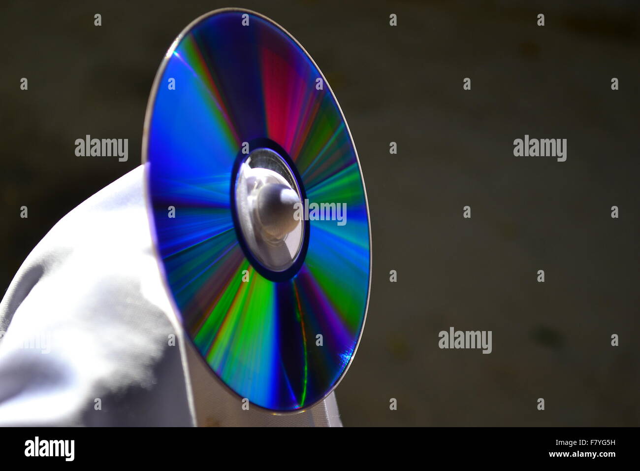 Surface of a DVD CD reflecting lights of different wavelengths Stock ...