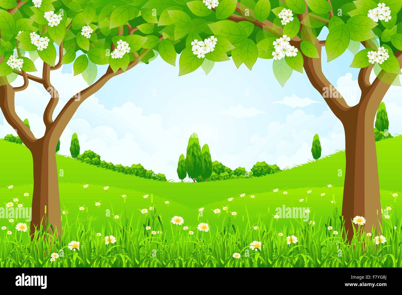 Green Background with Trees Stock Vector Image & Art - Alamy
