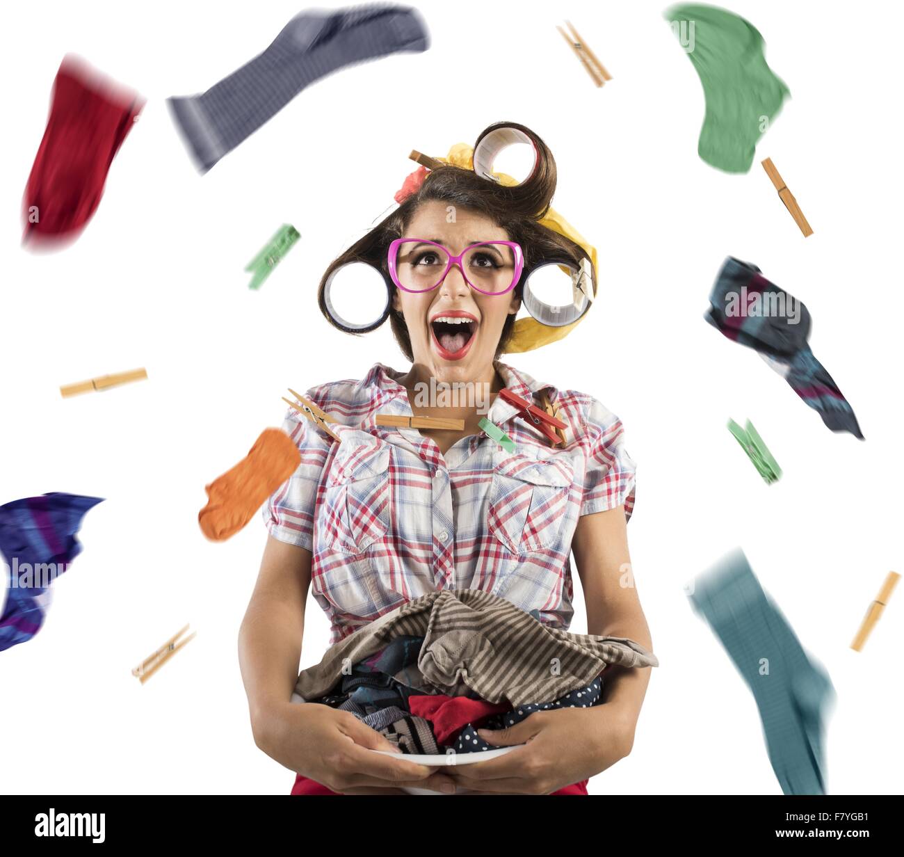 Explosion of laundry Stock Photo - Alamy