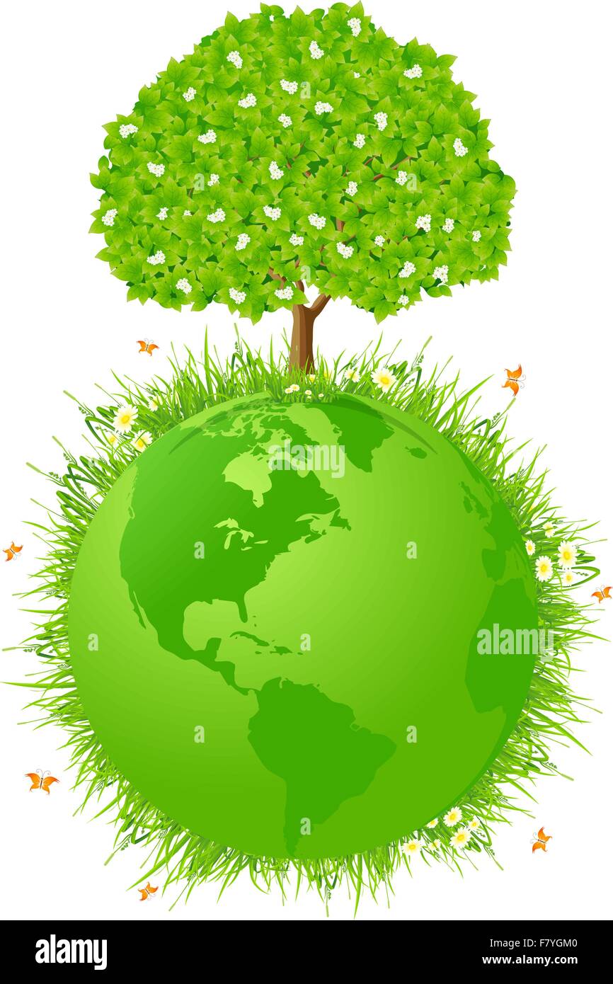 Planet Earth with Tree Stock Vector Image & Art - Alamy