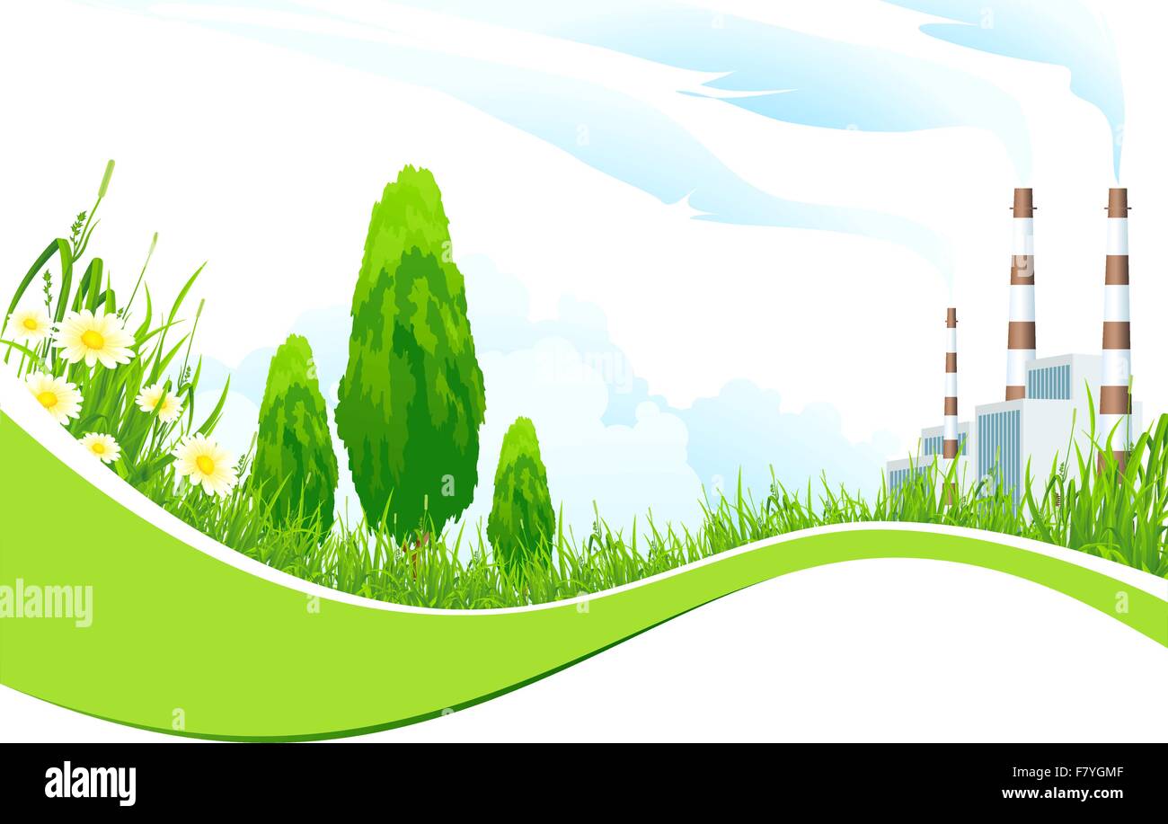 Abstract Background with Power Plant and Trees Stock Vector Image & Art ...