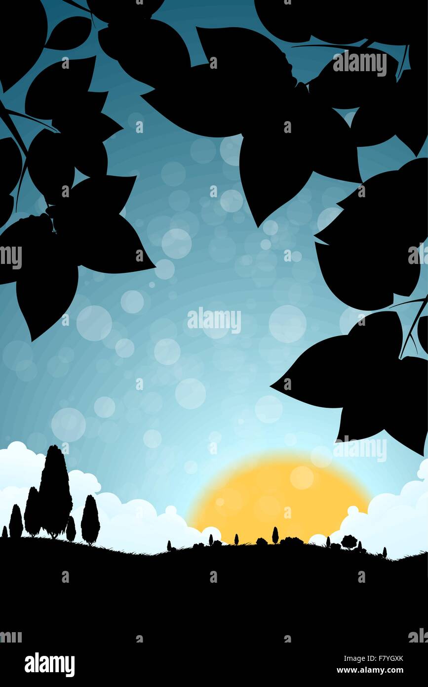 Field trees blue sky Stock Vector Images - Alamy