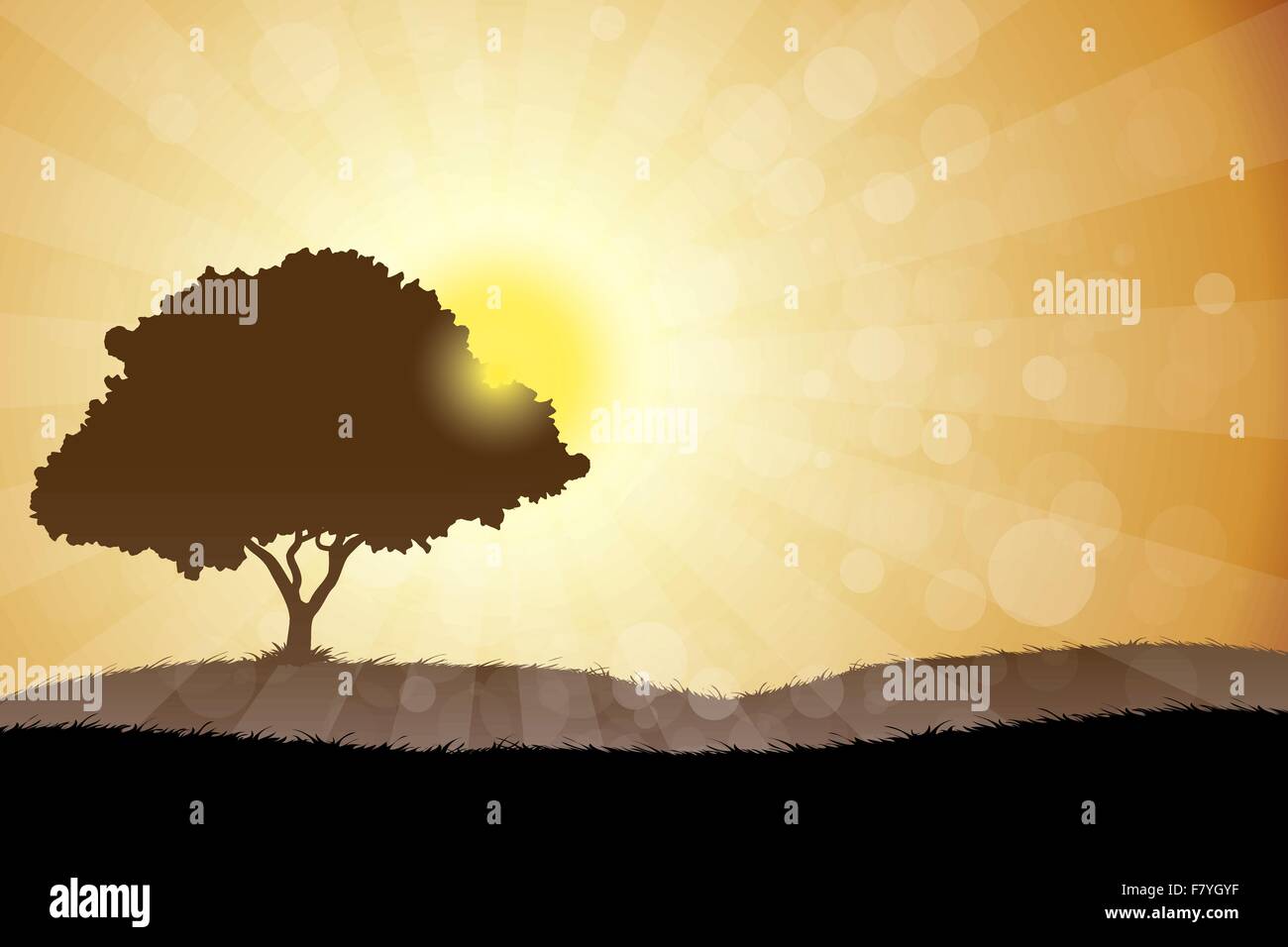 Landscape with Tree Stock Vector Image & Art - Alamy
