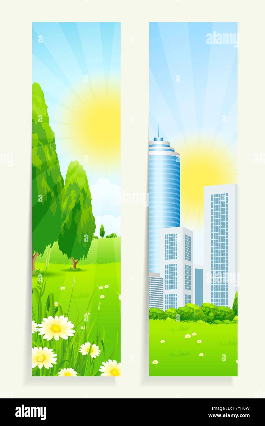 Two Vertical Banners with Nature and City Stock Vector Image & Art - Alamy
