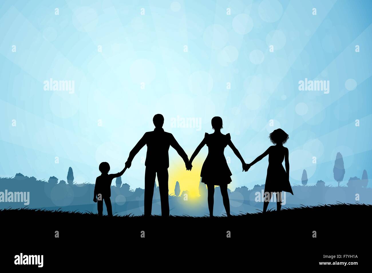 Family blue sky background Stock Vector Images - Alamy
