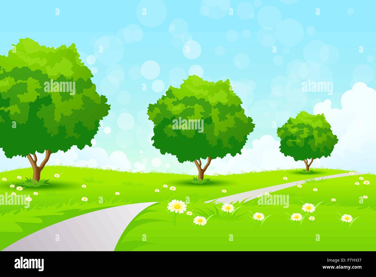 Green Landscape with Trees Stock Vector Image & Art - Alamy