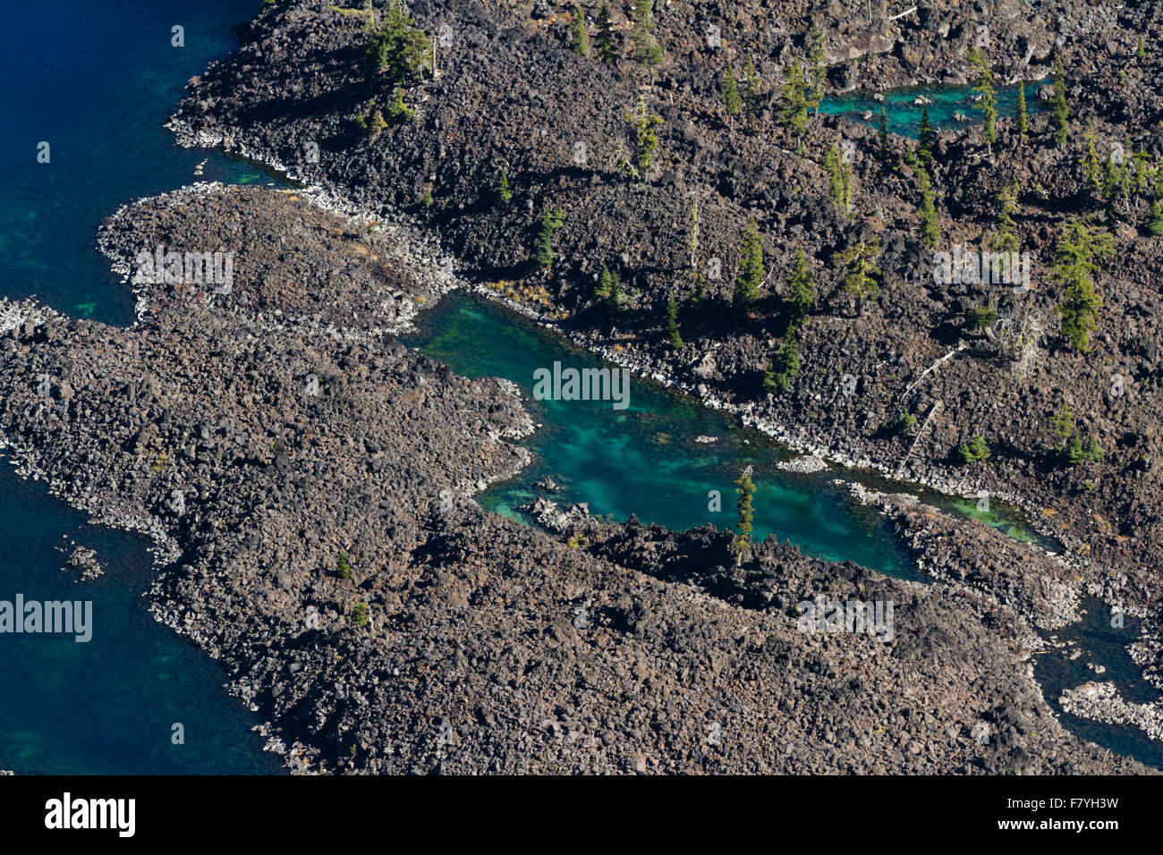 close up of the beach at wizard island in Crater Lake National Park ...