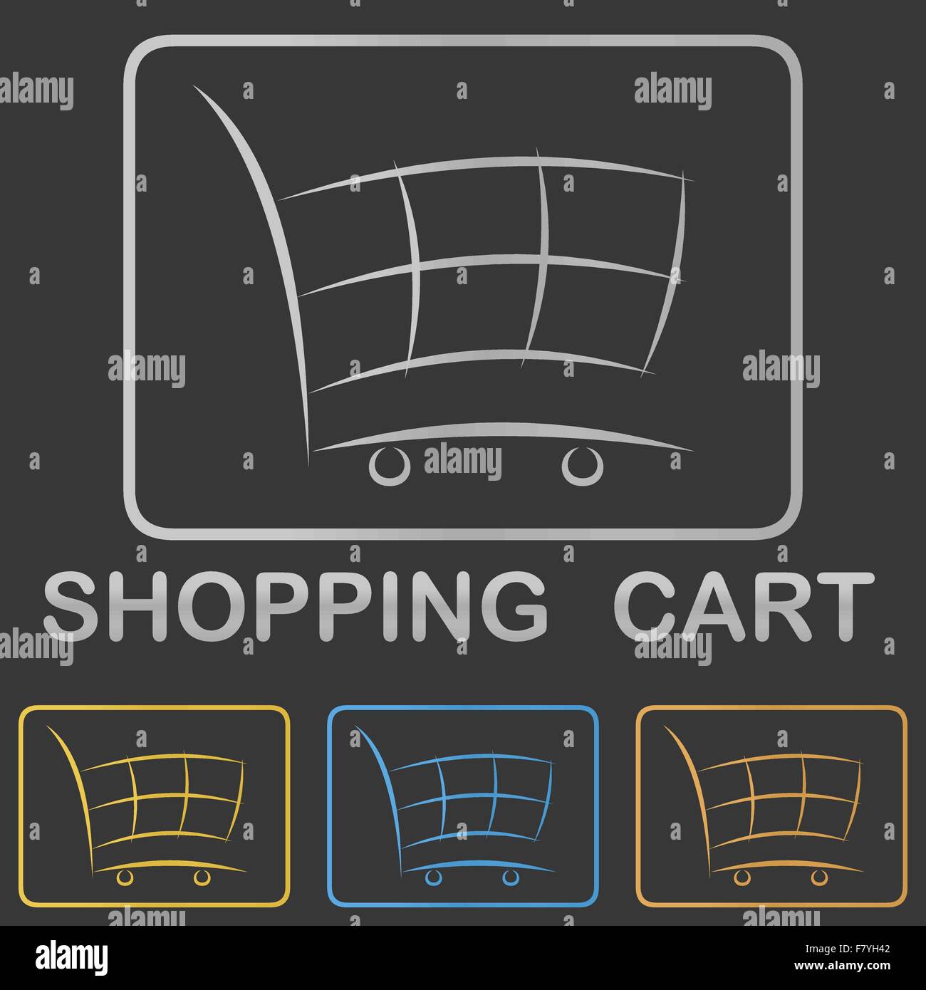 Metallic shopping cart icon, button design set Stock Vector Image & Art ...