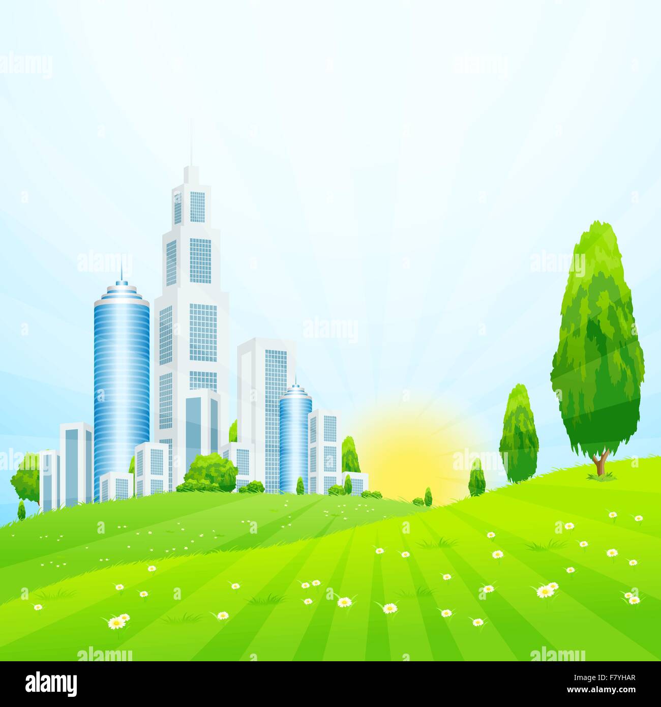 Green Landscape with City Stock Vector Image & Art - Alamy
