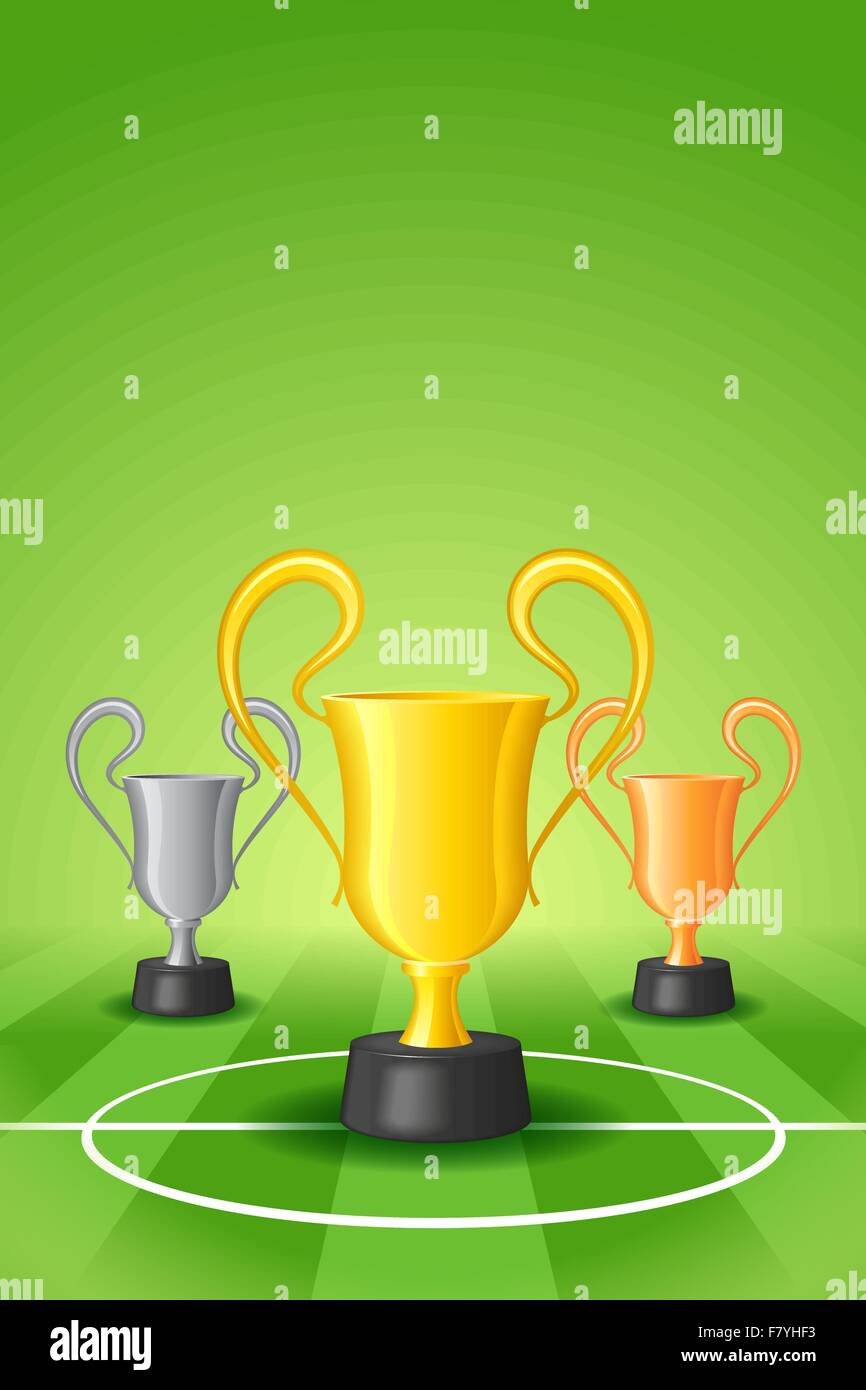 Soccer Background with Three Award Trophy Stock Vector Image & Art - Alamy