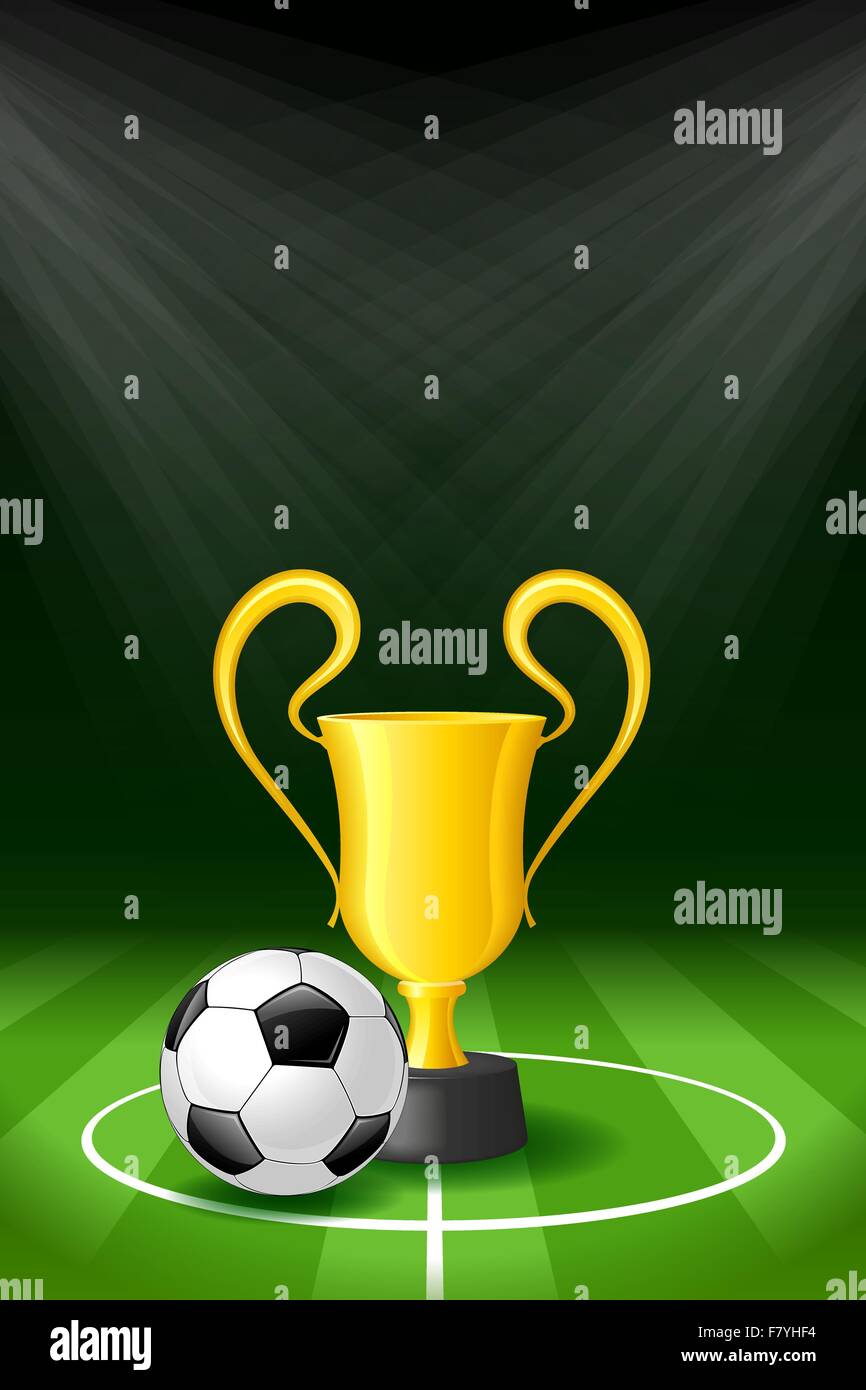 Soccer Background with Ball and Award Trophy Stock Vector Image & Art ...