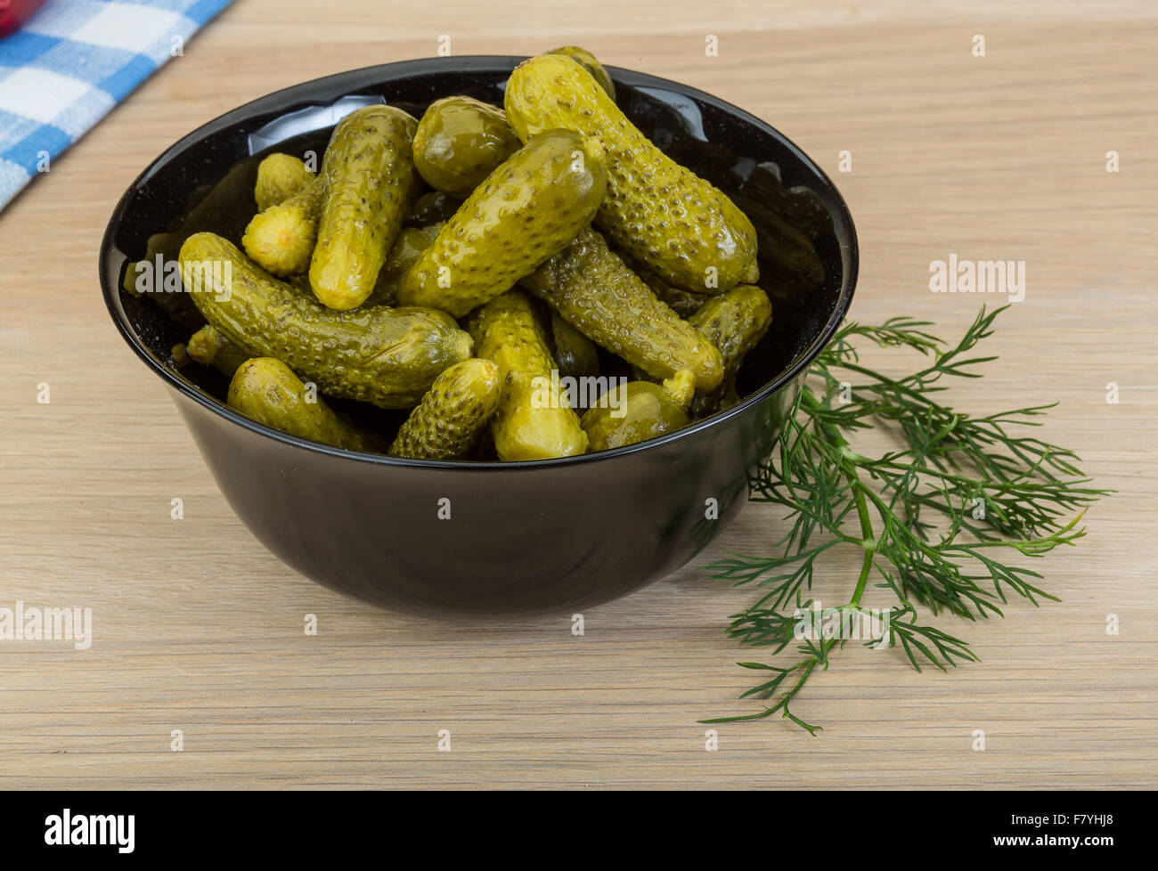 Pickled small cucumber with dill and spices Stock Photo - Alamy
