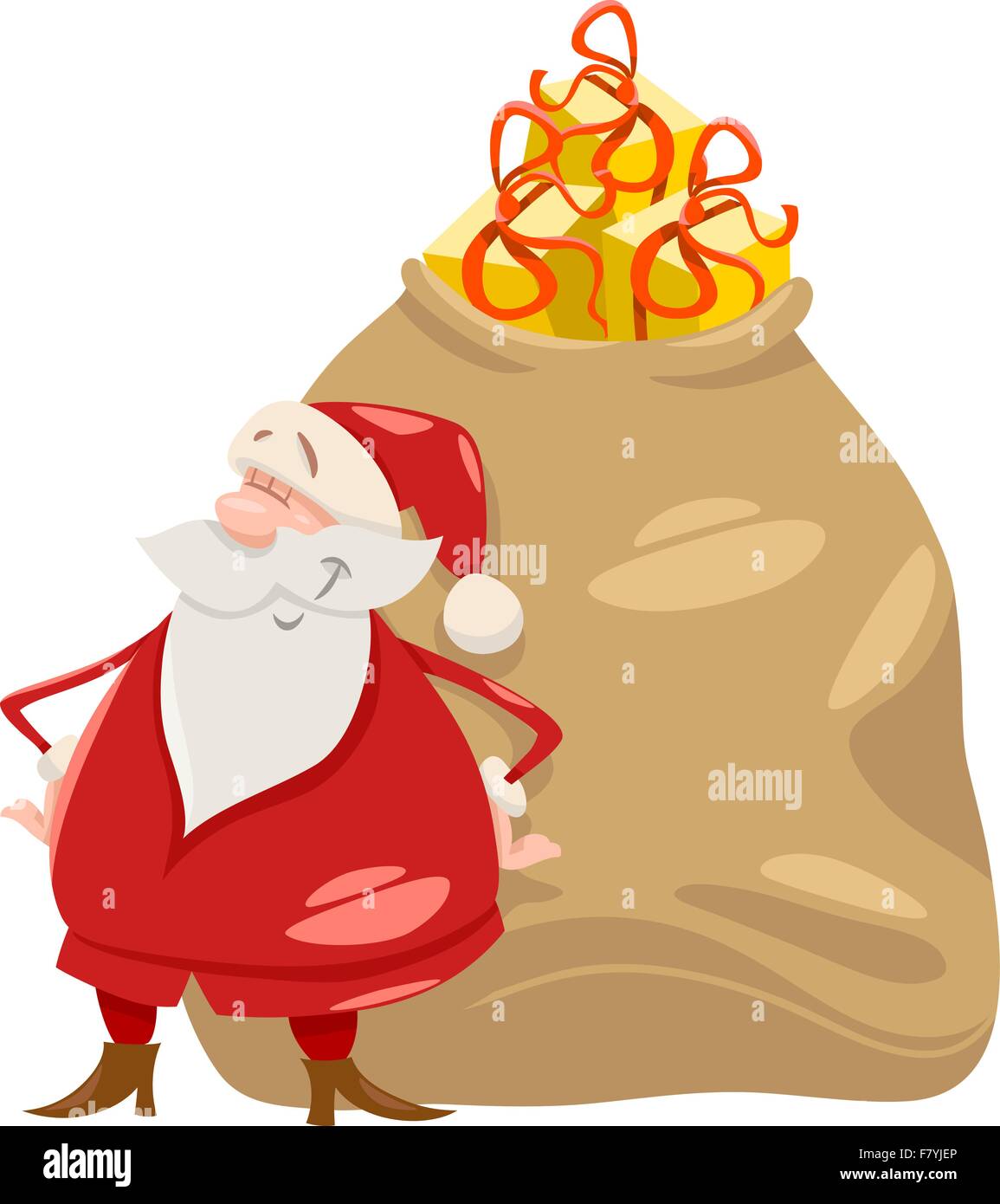 santa with gifts cartoon illustration Stock Vector Image & Art - Alamy