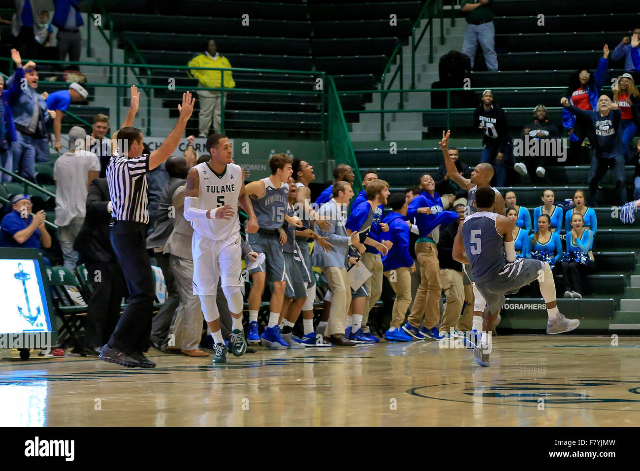 December 2, 2015: The UNO bench reacts to New Orleans Privateers guard ...