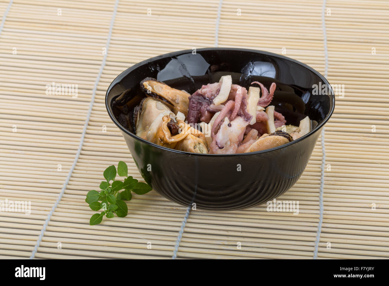 Seafood cocktail with octopus, shrimp, calamari and mussel Stock Photo ...