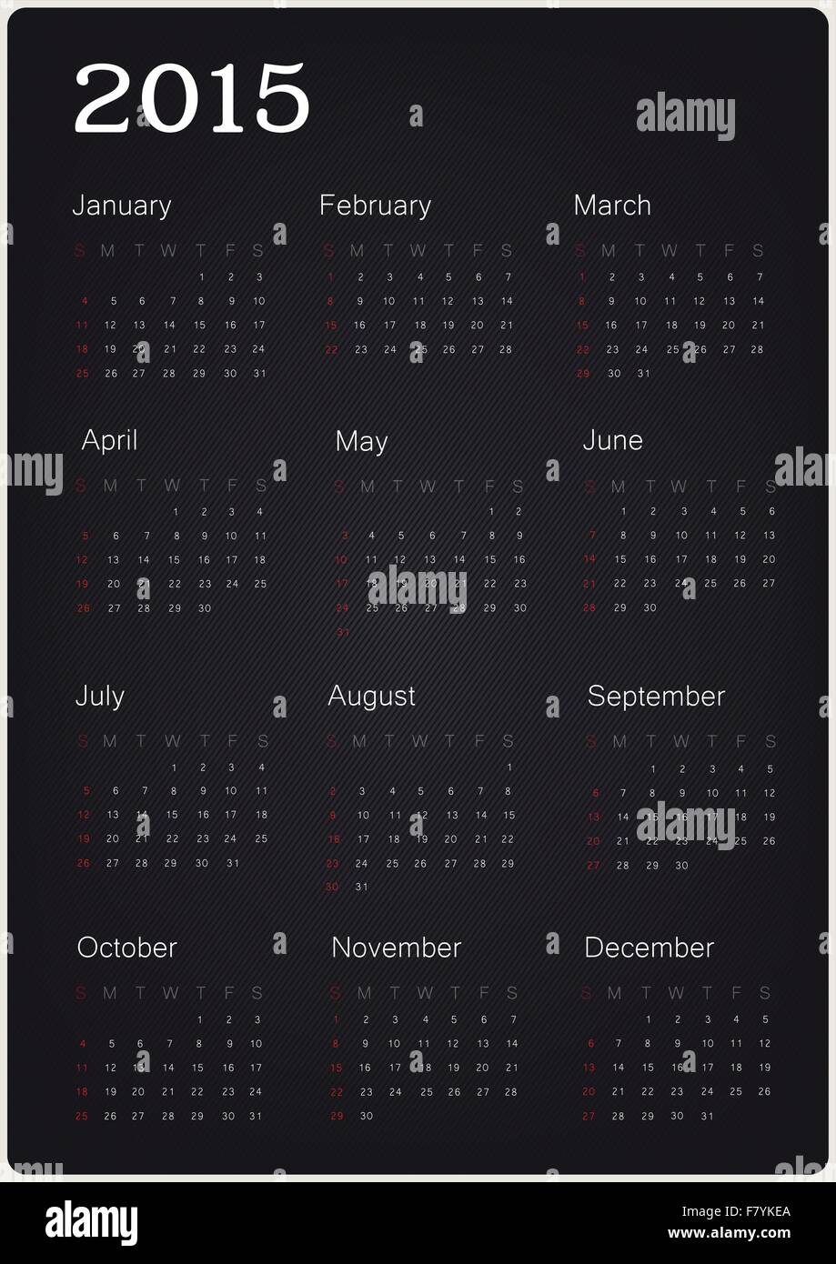 Calendar 2015 on black texture, vector Stock Vector Image & Art - Alamy