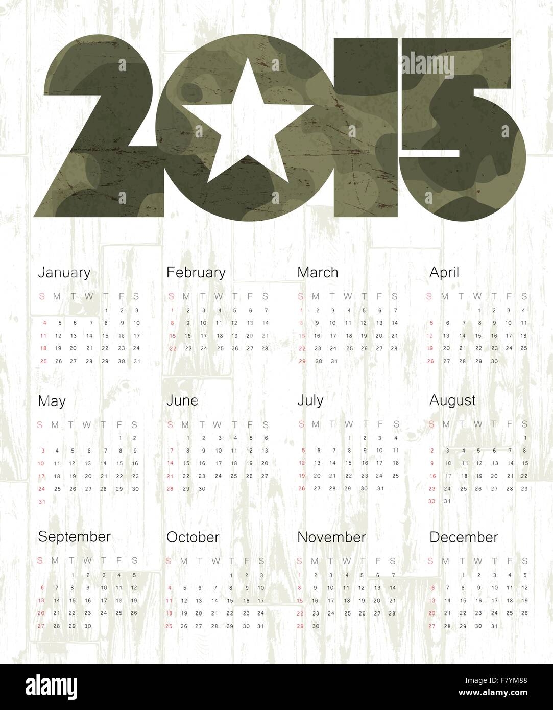 Military Calendar 2015. Vector Stock Vector Image & Art - Alamy