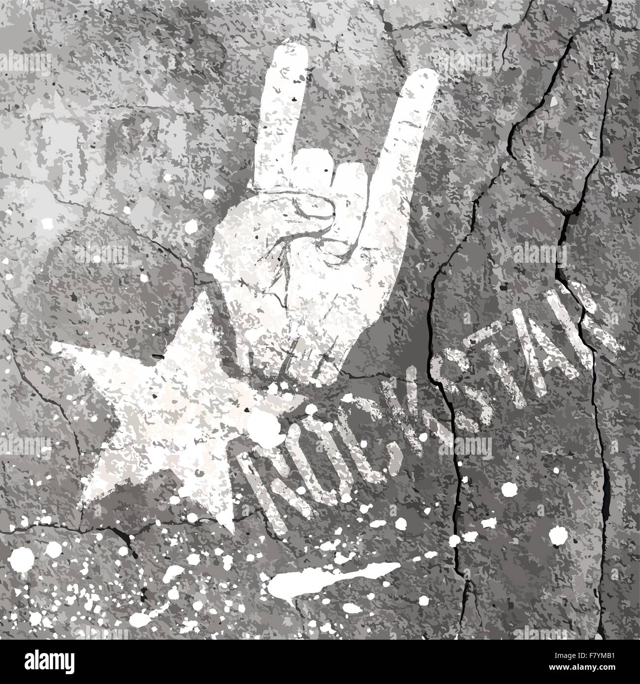 Rockstar symbol with sign of the horns gesture. Vector template Stock ...