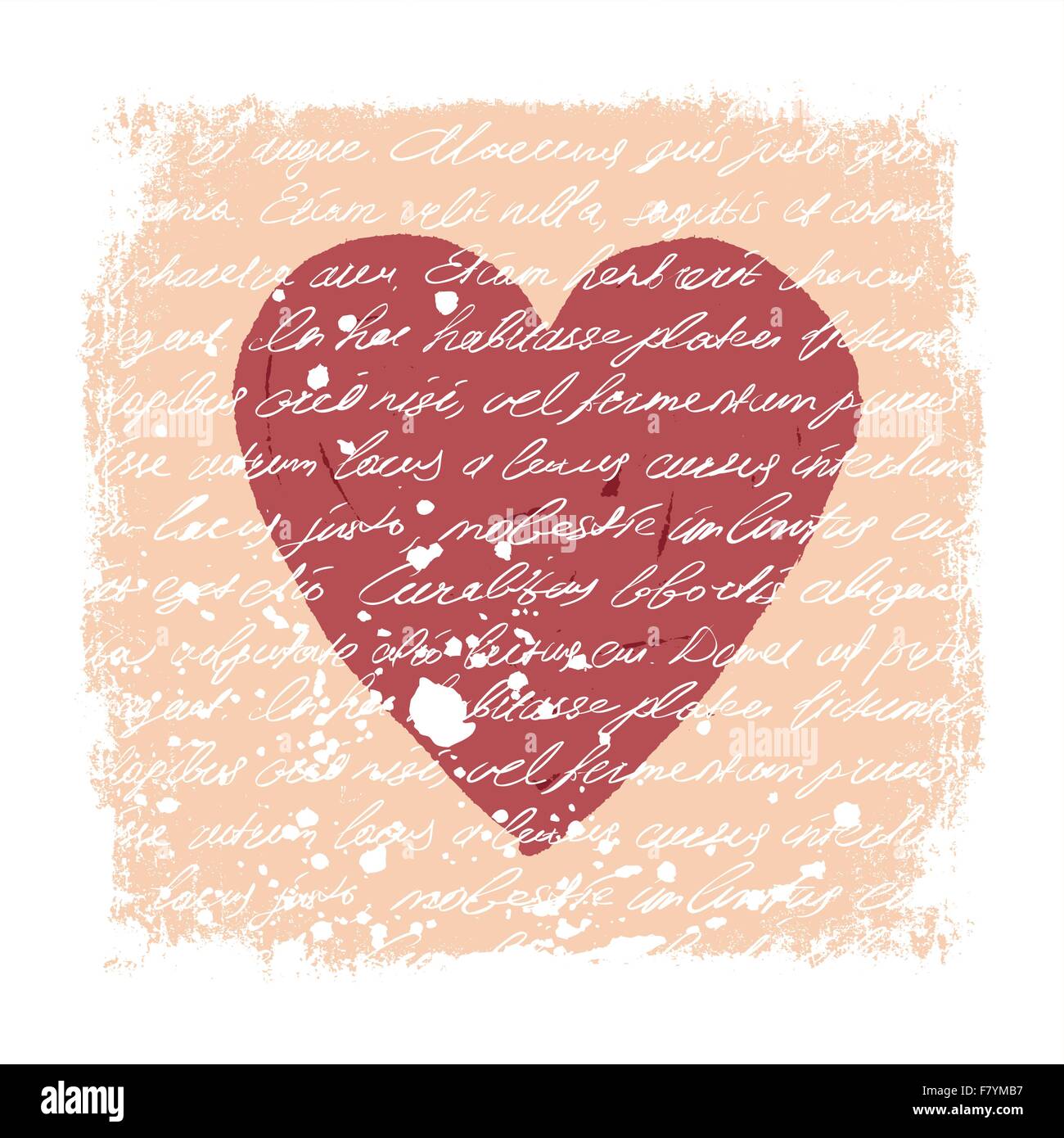 Romantic Design Template. Handwritten texture, heart shape, grun Stock ...