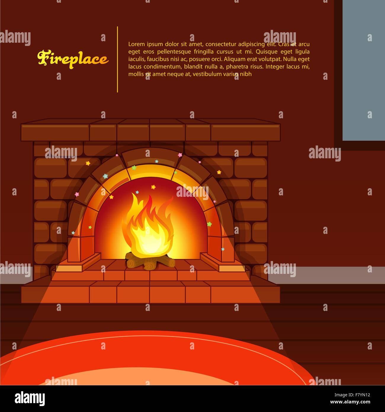 Fire blazing in fireplace Stock Vector Images - Alamy