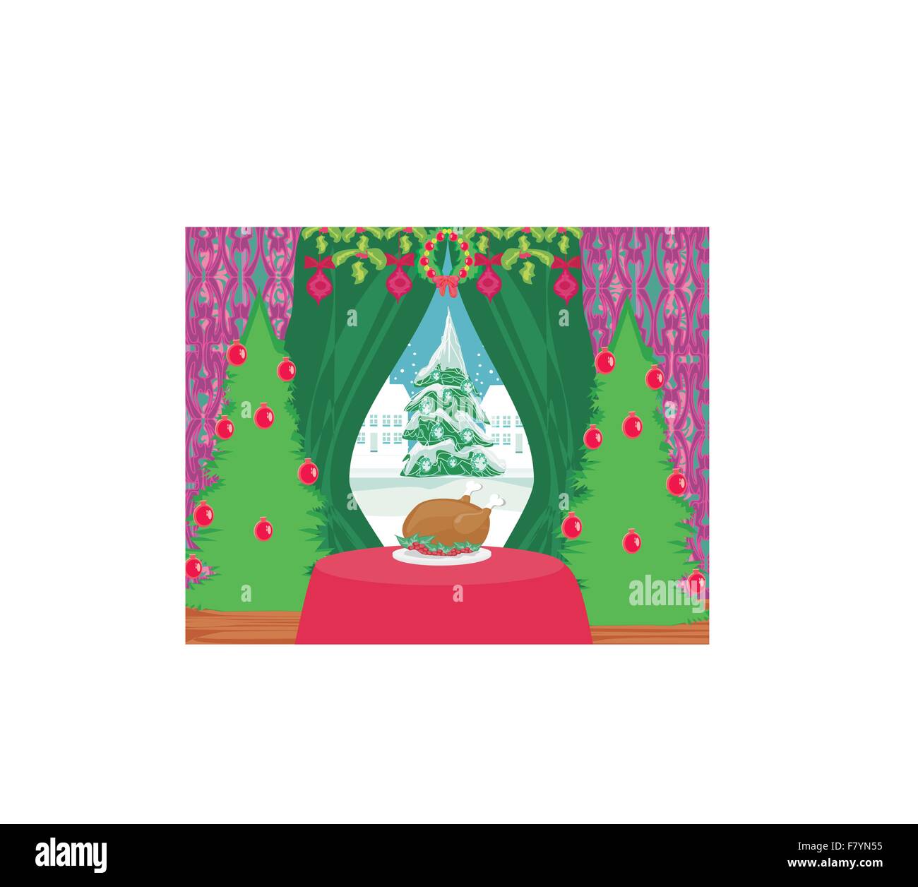 Christmas festive dinner table Stock Vector Images - Alamy