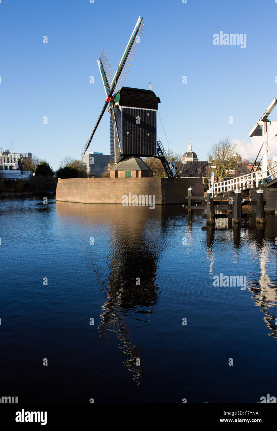 windmill reflection in Leiden Stock Photo - Alamy