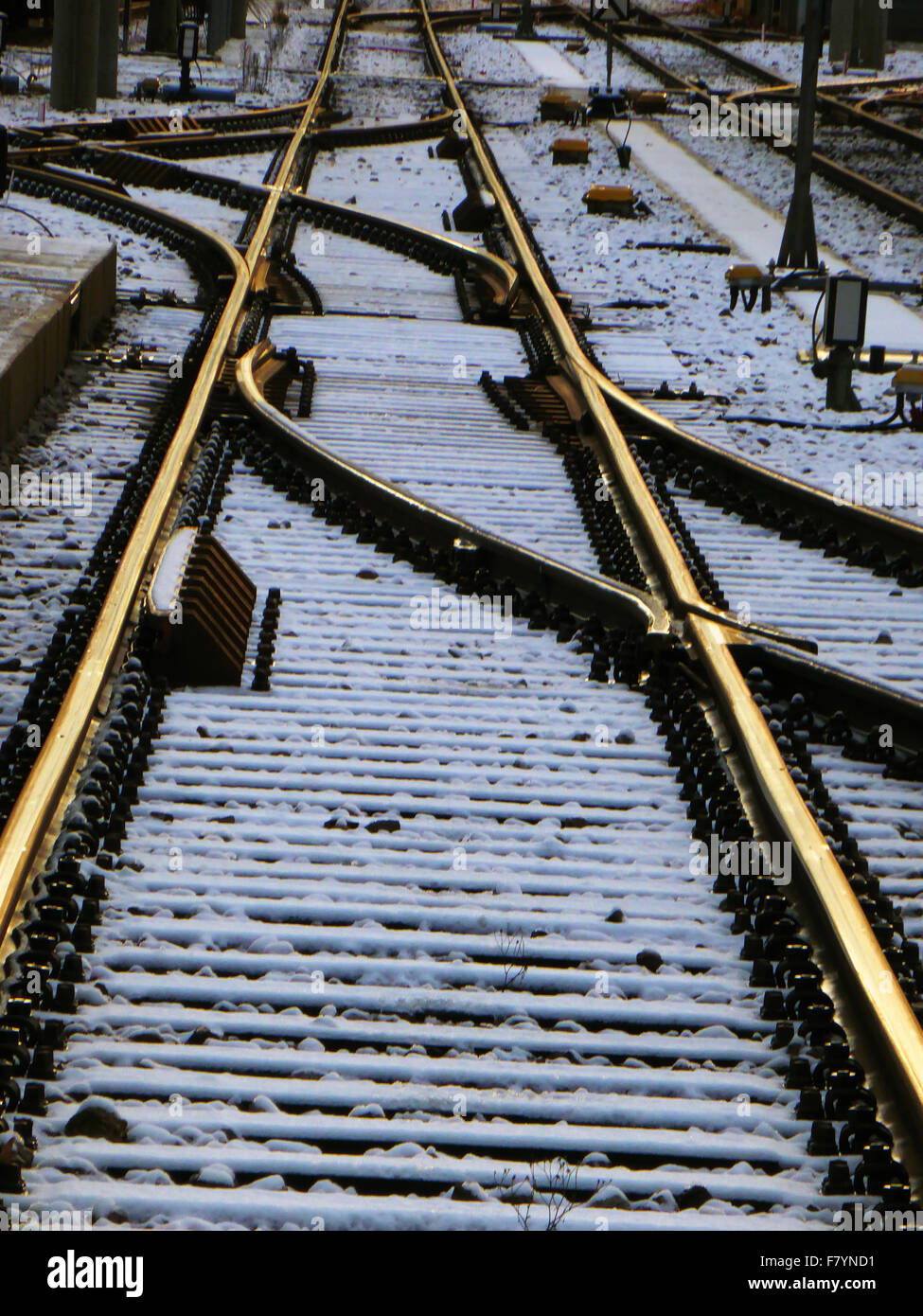 Railway line in the snow in Ettlingen Stock Photo - Alamy