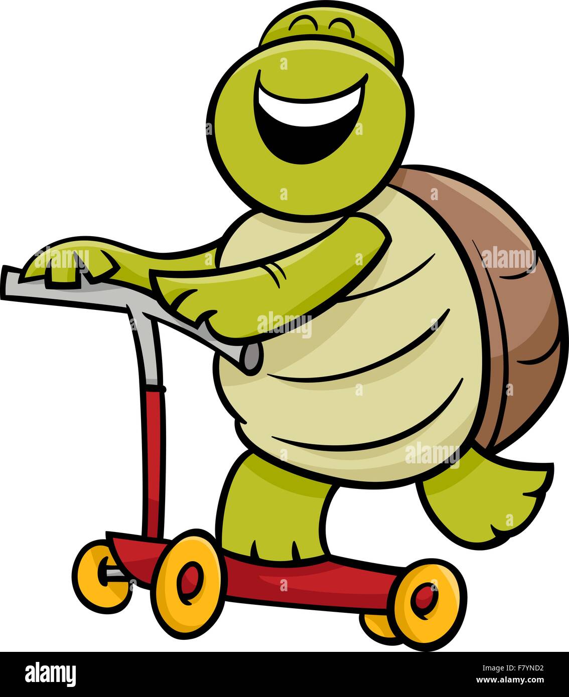 turtle on scooter cartoon illustration Stock Vector Image & Art - Alamy
