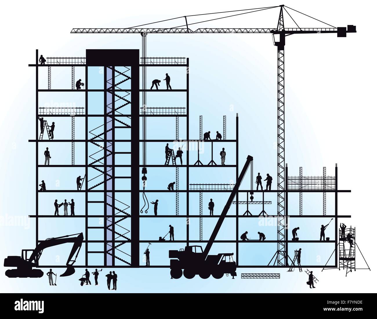 Worker construction site crane Stock Vector Images - Alamy