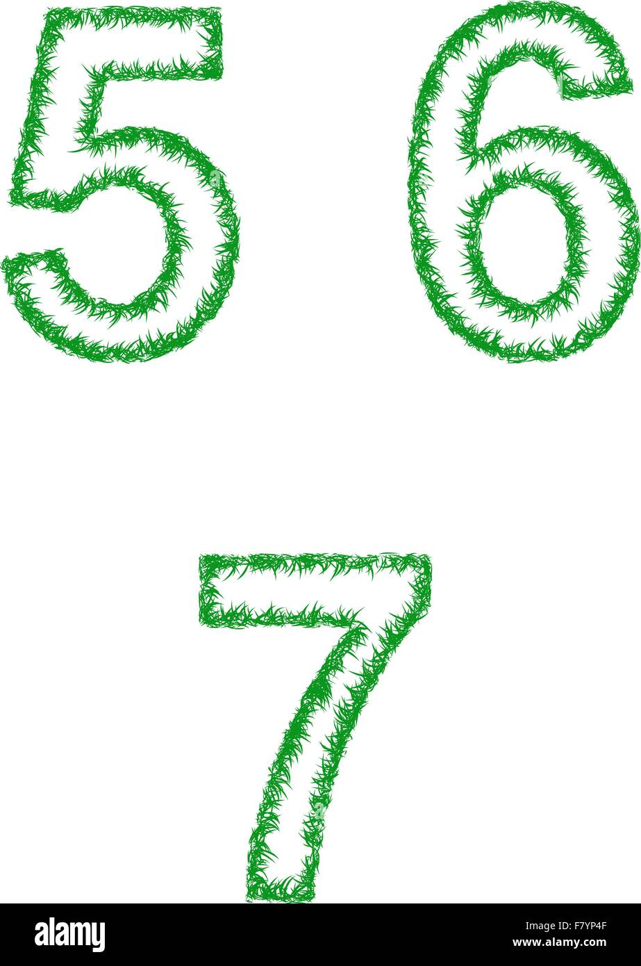Green grass font set - numbers 5, 6, 7 Stock Vector Image & Art - Alamy
