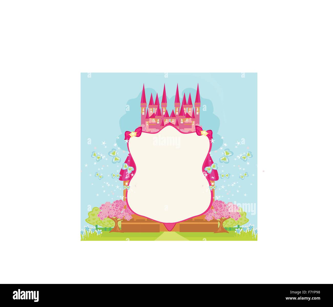 Beautiful fairytale pink castle frame hi-res stock photography and ...