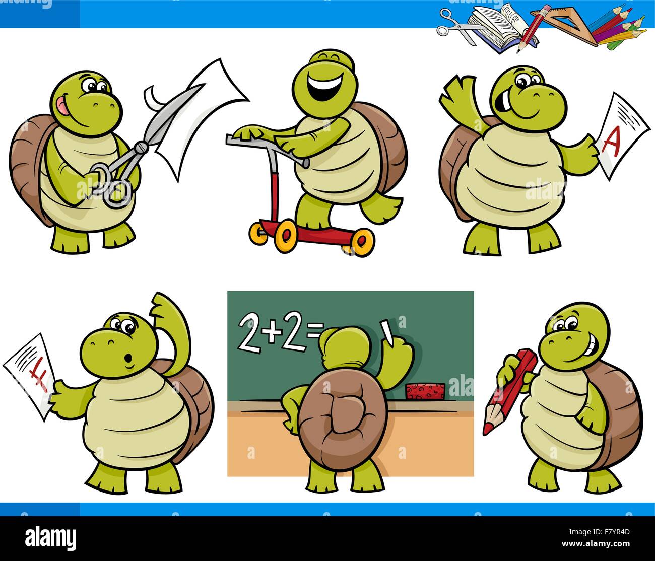 turtle character student cartoon set Stock Vector Image & Art - Alamy