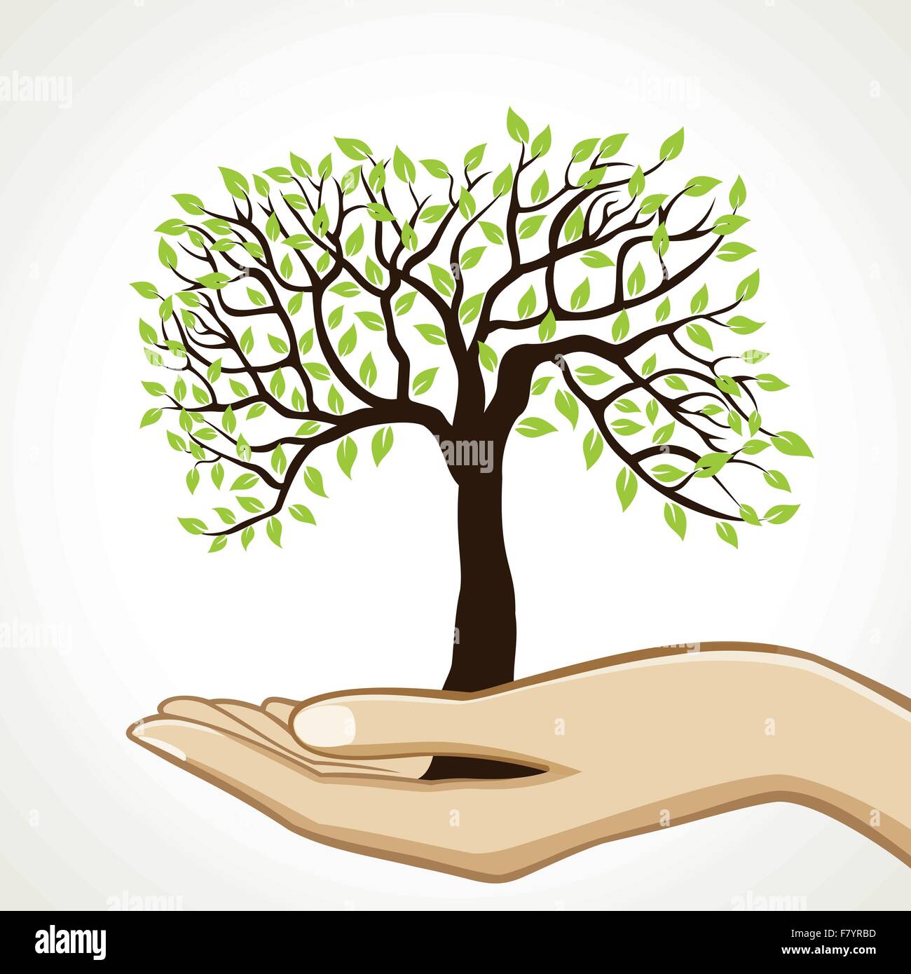 small tree on hand stock vector Stock Vector Image & Art - Alamy