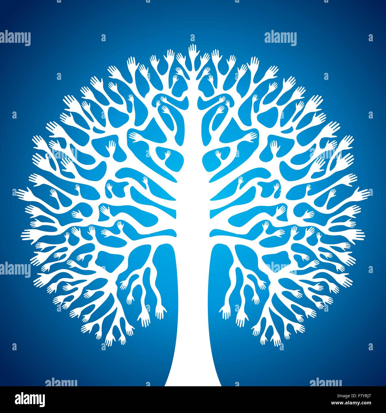hand tree stock in blue background Stock Vector Image & Art - Alamy