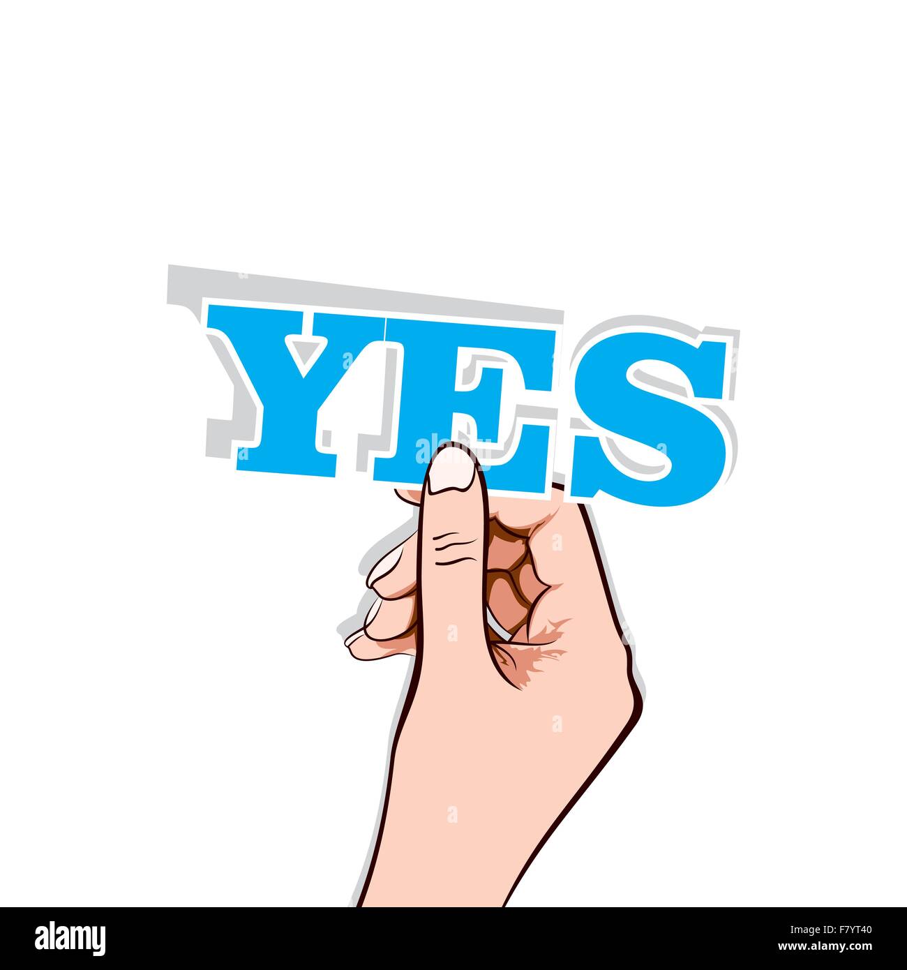 yes word sticker in hand Stock Vector Image & Art - Alamy