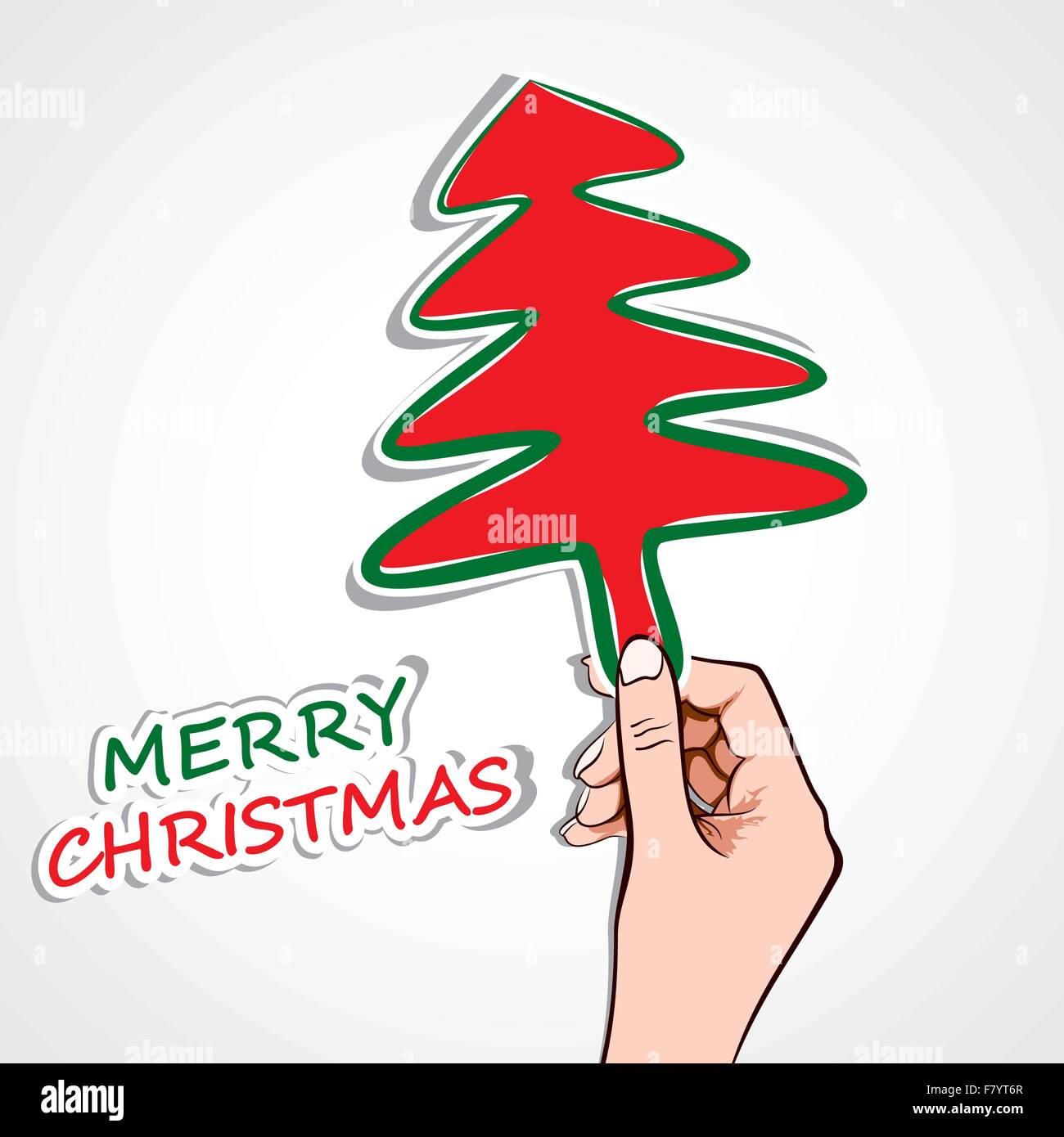 Christmas tree in hand Stock Vector Images - Alamy